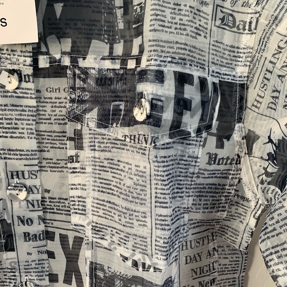 Forever 21 | Tops | Nwt Sheer Nylon Newspaper Button Down Shirt Size S ...